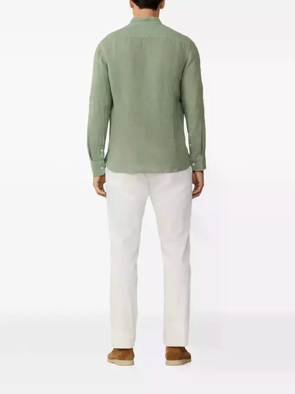 HACKETT LONDON Linen Band-collar Shirt