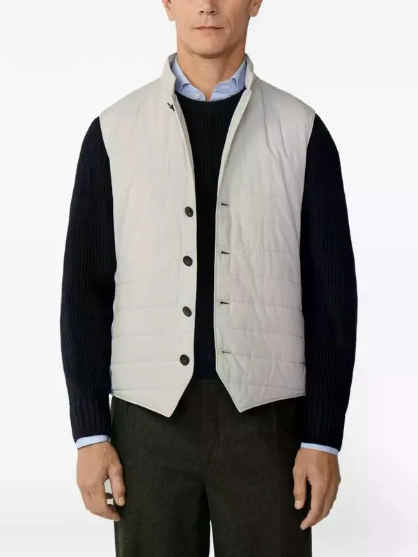 HACKETT LONDON Knit-back Quilted-front Hybrid Gilet