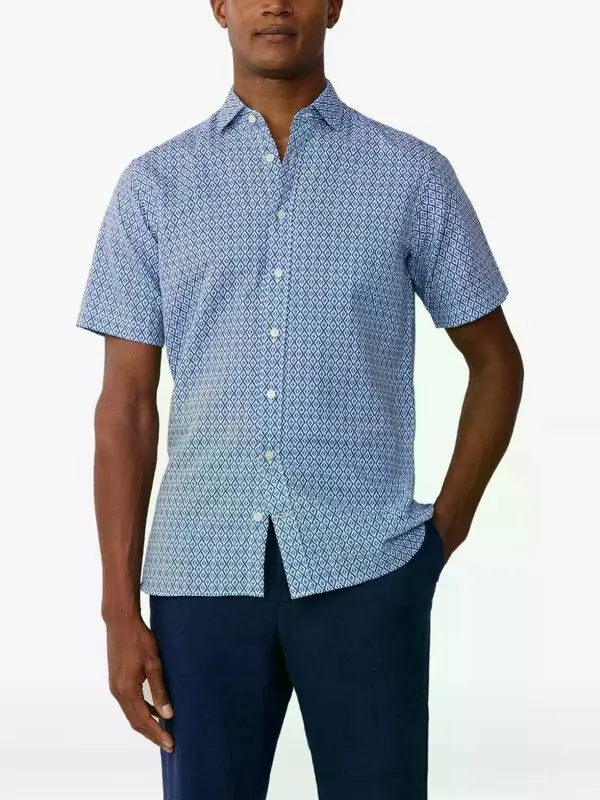 HACKETT LONDON Clay-print Short-sleeve Shirt