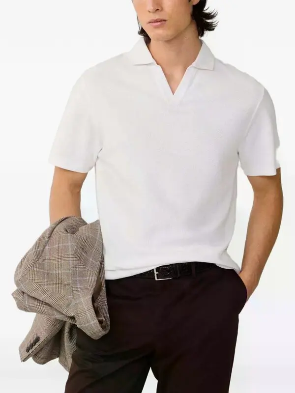 HACKETT LONDON Honeycomb-knit Johnny-collar T-shirt