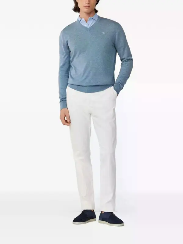 HACKETT LONDON V-neck Embroidered Sweater