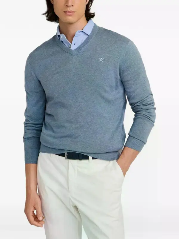 HACKETT LONDON V-neck Embroidered Sweater