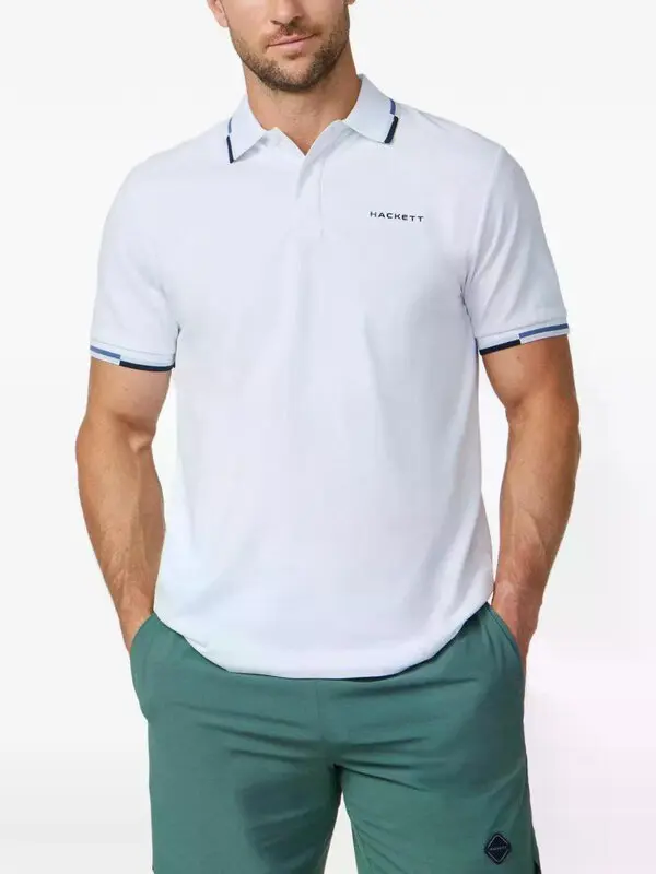 HACKETT LONDON Tipped Jacquard-detail Polo Shirt