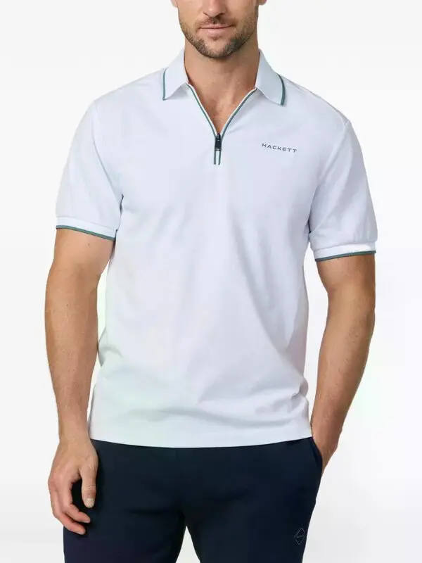 HACKETT LONDON Zip-placket Pique Polo Shirt