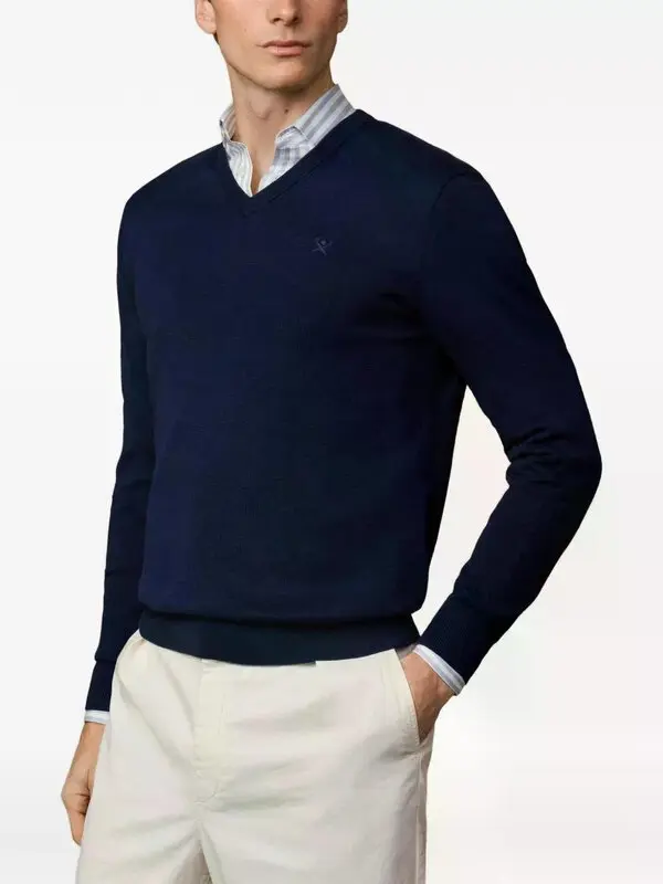 HACKETT LONDON Embroidered V-neck Sweater