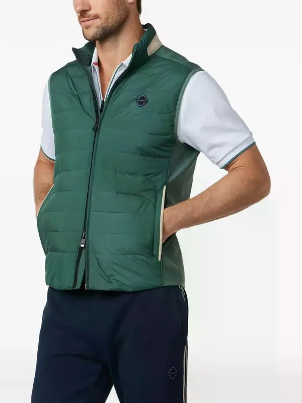 HACKETT LONDON Baffled-stitch Suede-detail Gilet