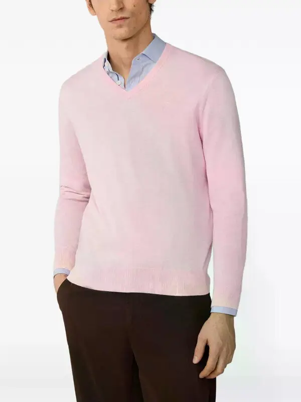 HACKETT LONDON Embroidered-logo V-neck Cotton Jumper