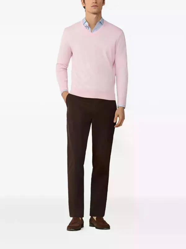HACKETT LONDON Embroidered-logo V-neck Cotton Jumper