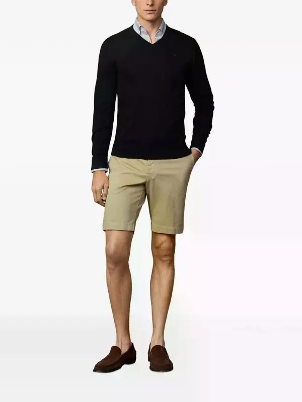 HACKETT LONDON Embroidered-logo V-neck Cotton Jumper