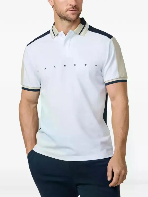 HACKETT LONDON Contrast-tipping Logo-print Polo Shirt