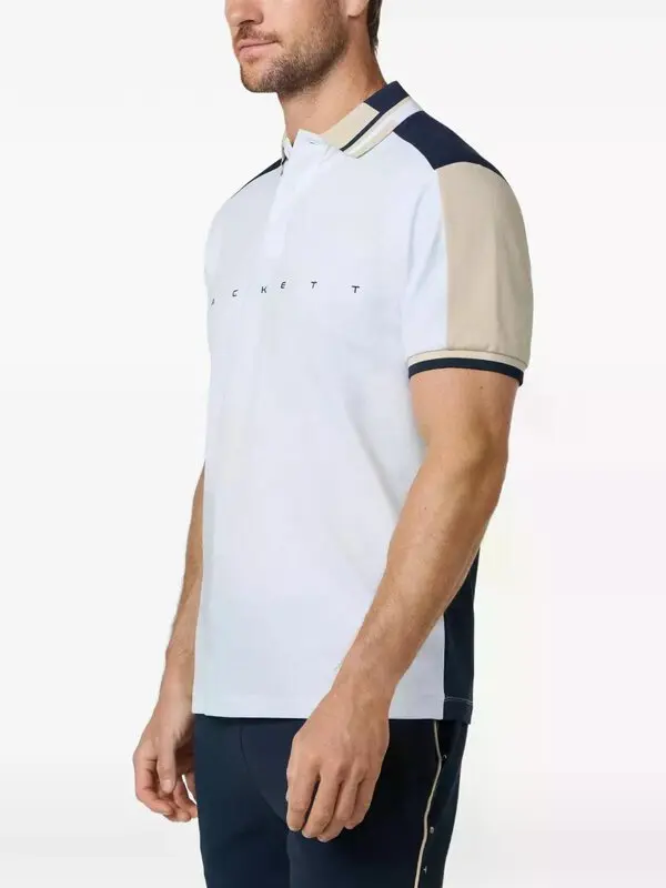 HACKETT LONDON Contrast-tipping Logo-print Polo Shirt