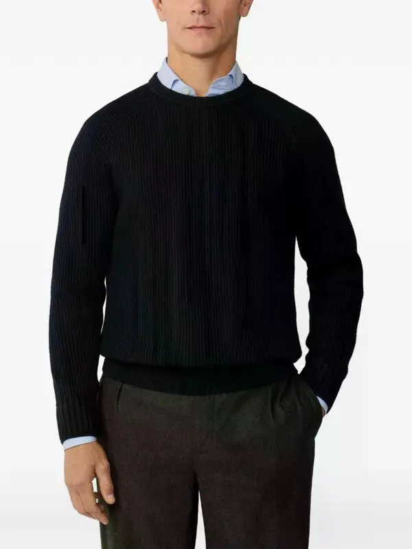 HACKETT LONDON Raglan-sleeve Rib-stitch Knit Pullover