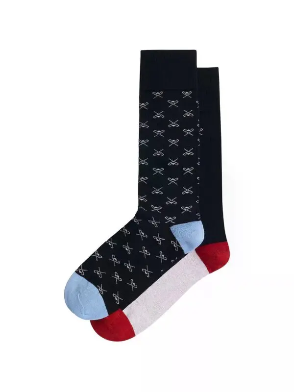 HACKETT LONDON Jacquard-patterned Colour-block Cotton Socks