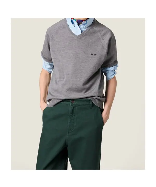 Miu Miu Wool V-neck Short-sleeve Sweater