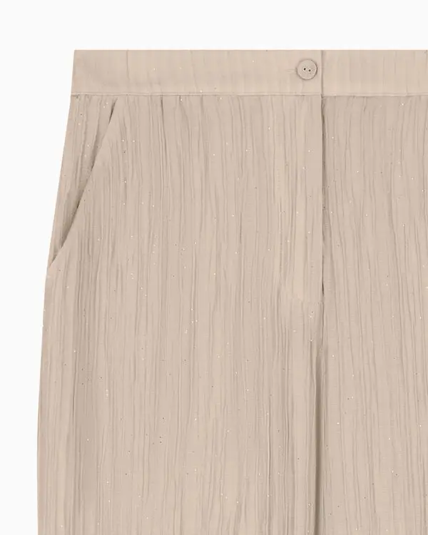 Emporio Armani Crinkled Straight-leg Pants - Beige