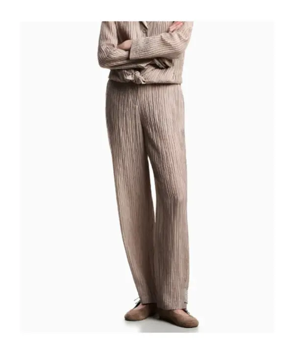 Emporio Armani Crinkled Straight-leg Pants - Beige