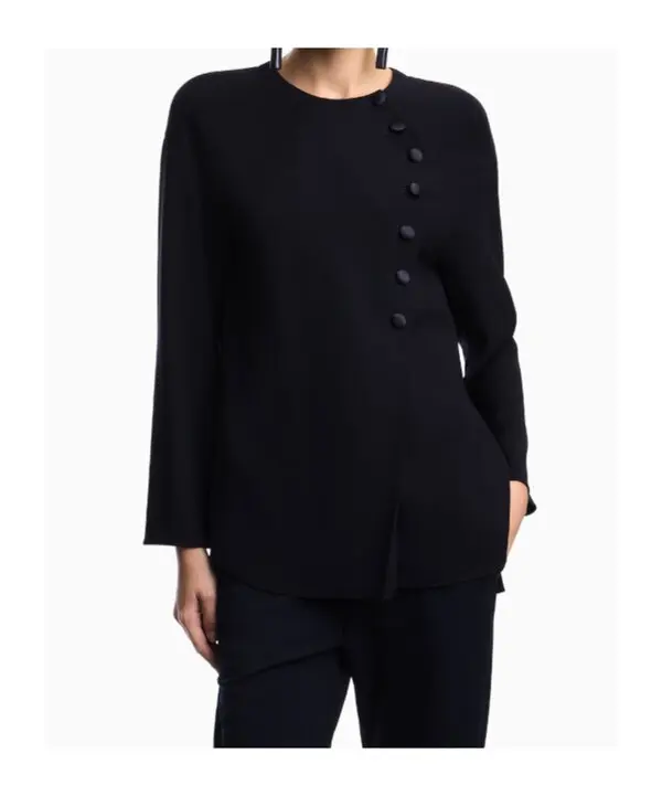 Emporio Armani Asymmetrical Button Shirt With Rounded Neckline