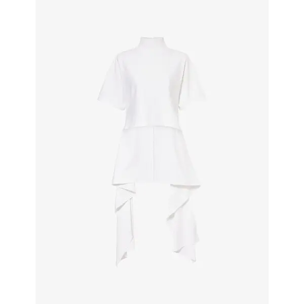 Alaïa Asymmetric Hem Cotton-jersey T-shirt - Blanc