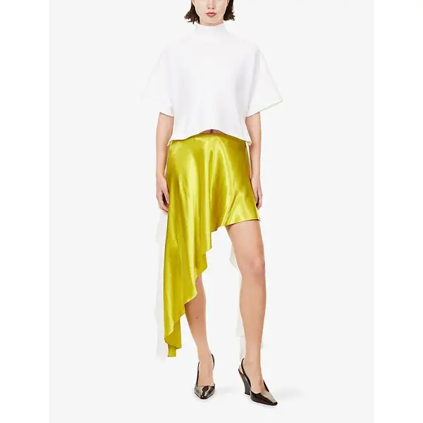 Alaïa Asymmetric Hem Cotton-jersey T-shirt - Blanc