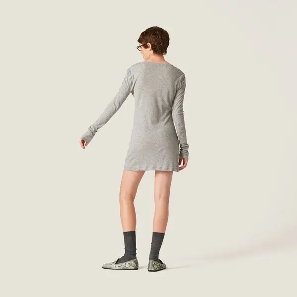 Miu Miu Ribbed Knit Jersey Dress