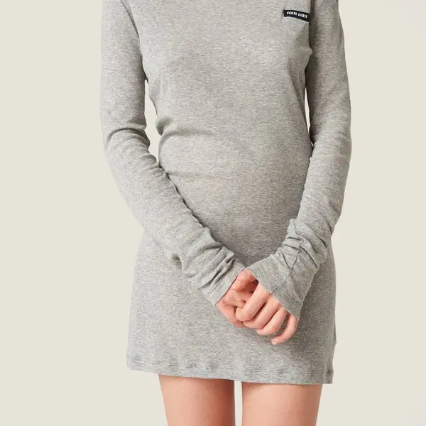 Miu Miu Ribbed Knit Jersey Dress