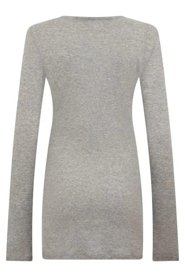 Miu Miu Ribbed Knit Jersey Dress With Logo Patch