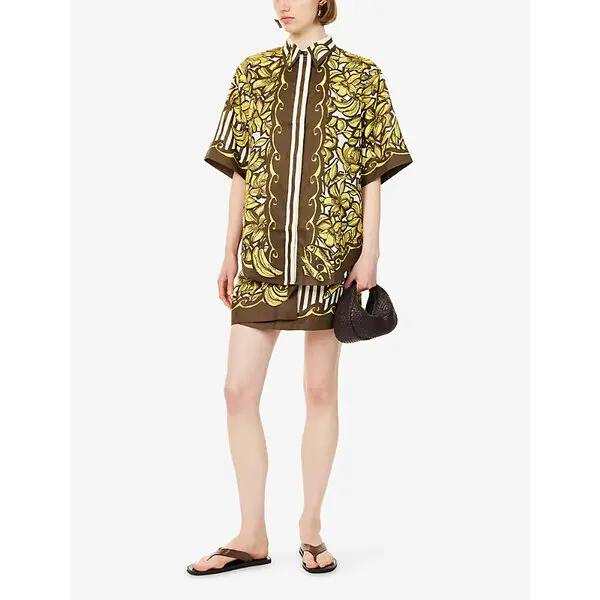 ALEMAIS Graphic-pattern Hemp Shirt