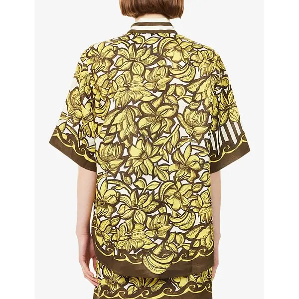 ALEMAIS Graphic-pattern Hemp Shirt