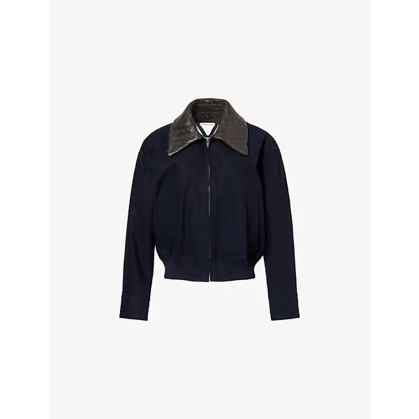 Bottega Veneta Detachable-collar Cotton Jacket - Navy