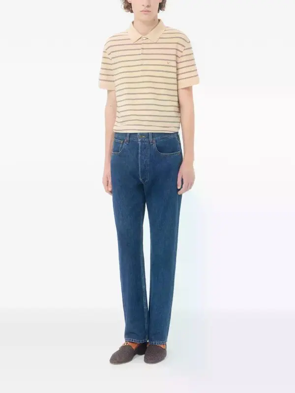 Valentino Garavani Cotton Piqué Polo With Vgold Stripes - Neutrals