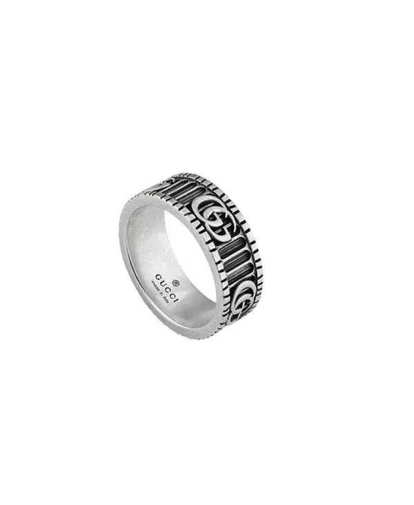 Gucci Double G Sterling Silver Ring - Gray