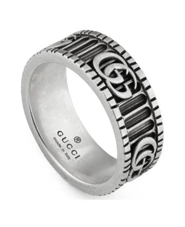Gucci Silver Logo Marmont Ring - Gray