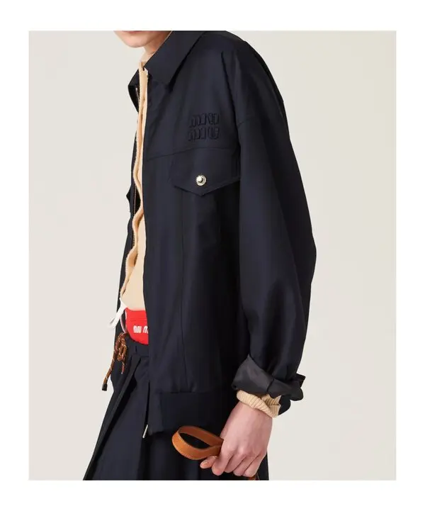 Miu Miu Batavia Blouson Jacket - Navy Blue