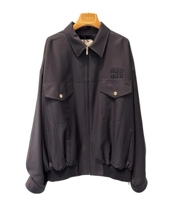 Miu Miu Batavia Blouson Jacket - Navy Blue