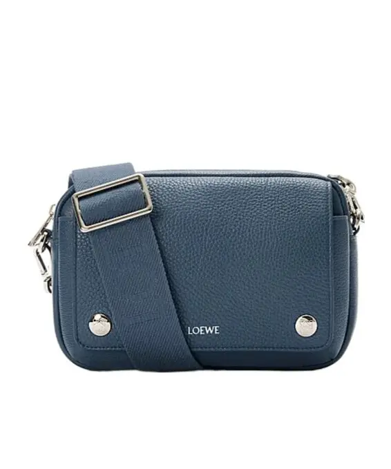 Loewe Small Messenger Bag In Grained Calfskin - Blue