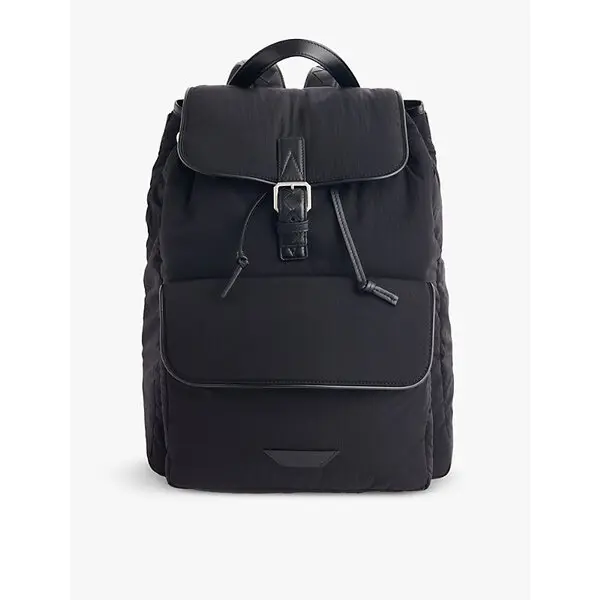Bottega Veneta Nylon Intrecciato Backpack - Black-silver