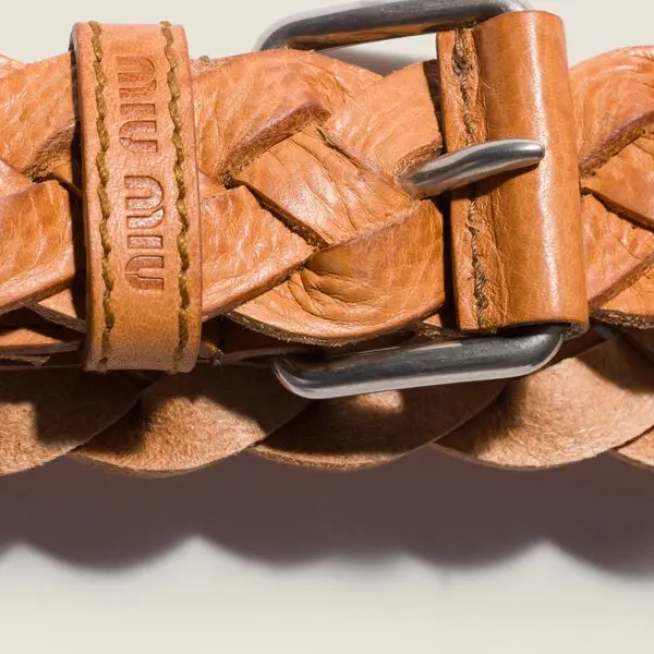 Miu Miu Leather Woven Belt