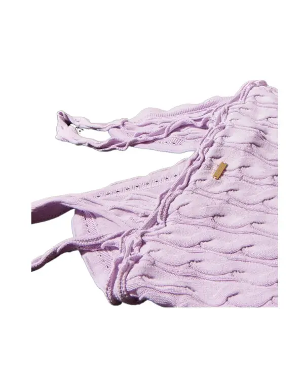 Gucci Braided Cotton Blend Top With Lace Trim