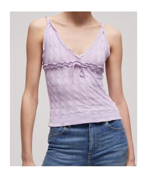 Gucci Braided Cotton Blend Top With Lace Trim
