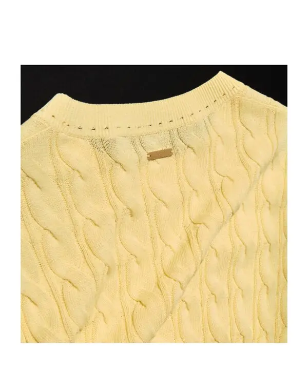 Gucci Braided Cotton Blend Top With Frill Trim And Lace Detail - Light Yellow