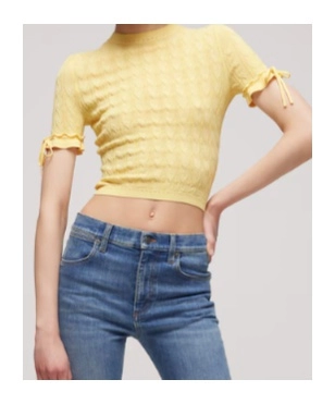 Gucci Braided Cotton Blend Top With Frill Trim And Lace Detail - Light Yellow