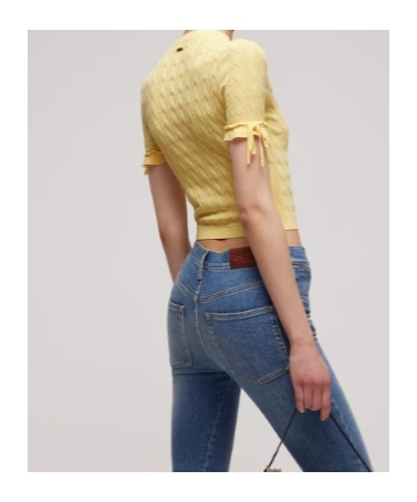Gucci Braided Cotton Blend Top With Frill Trim And Lace Detail - Light Yellow