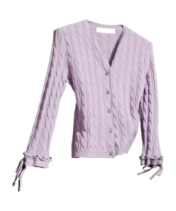 Gucci Braided Cotton Blend Cardigan With Lace Trim