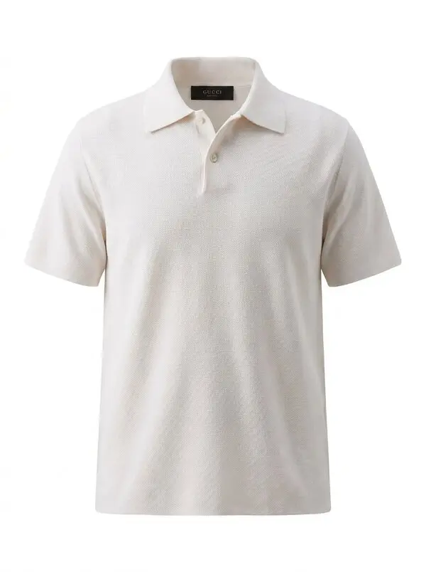 Gucci Silk Cotton Polo Shirt With Embroidery - Ivory