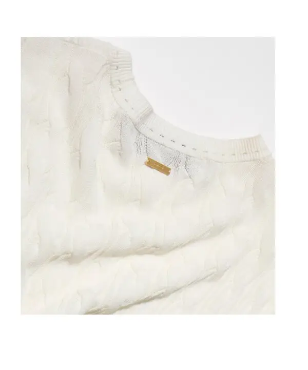 Gucci Braided Cotton Blend Knit Dress With Frill Trim