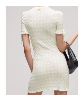 Gucci Braided Cotton Blend Knit Dress With Frill Trim