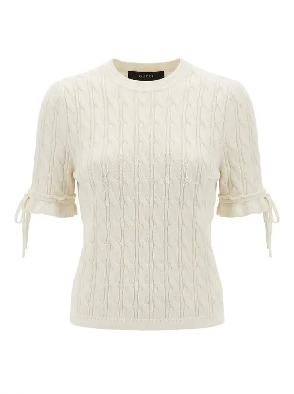 Gucci Braided Cotton Blend Top - White