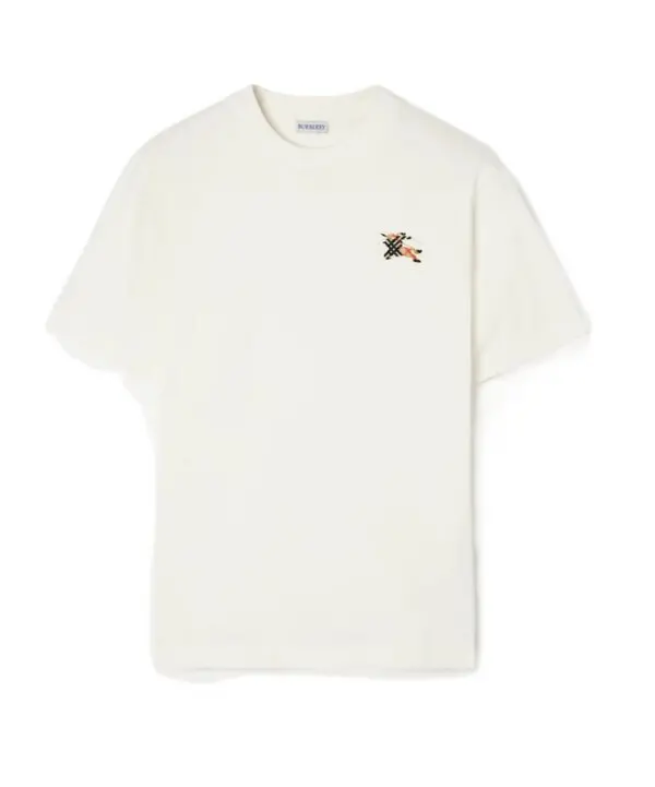 Burberry Knight Checked Crewneck T-shirt - Chalk White