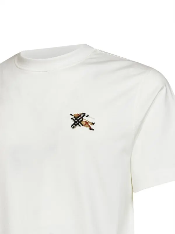 Burberry Knight Checked Crewneck T-shirt - Chalk White