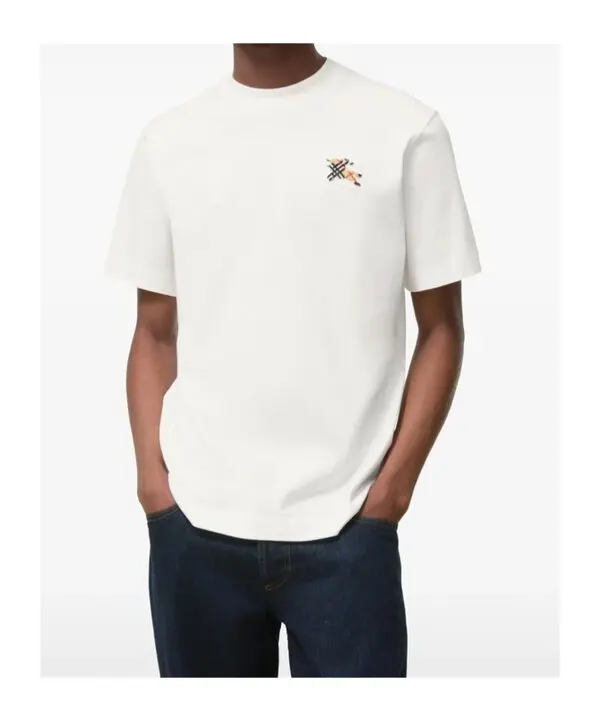 Burberry Knight Checked Crewneck T-shirt - Chalk White